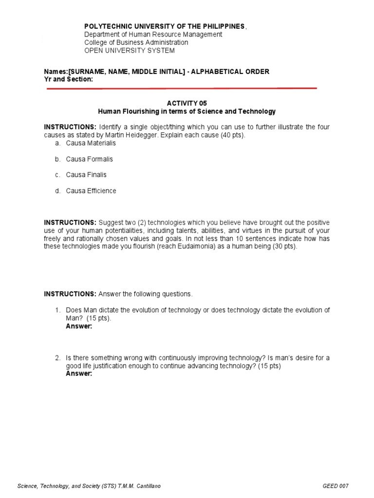 Last Name - Act05 - STS - 2223 | PDF | Cognitive Science | Cognition