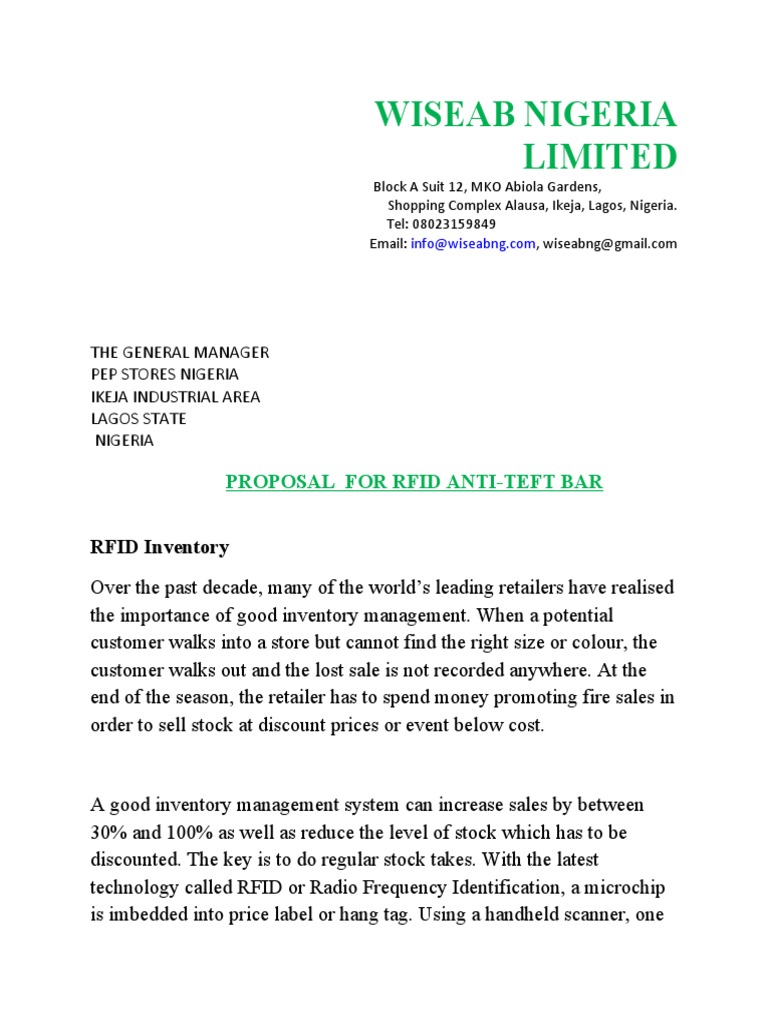 Rfid Proposal PEP STORES | PDF