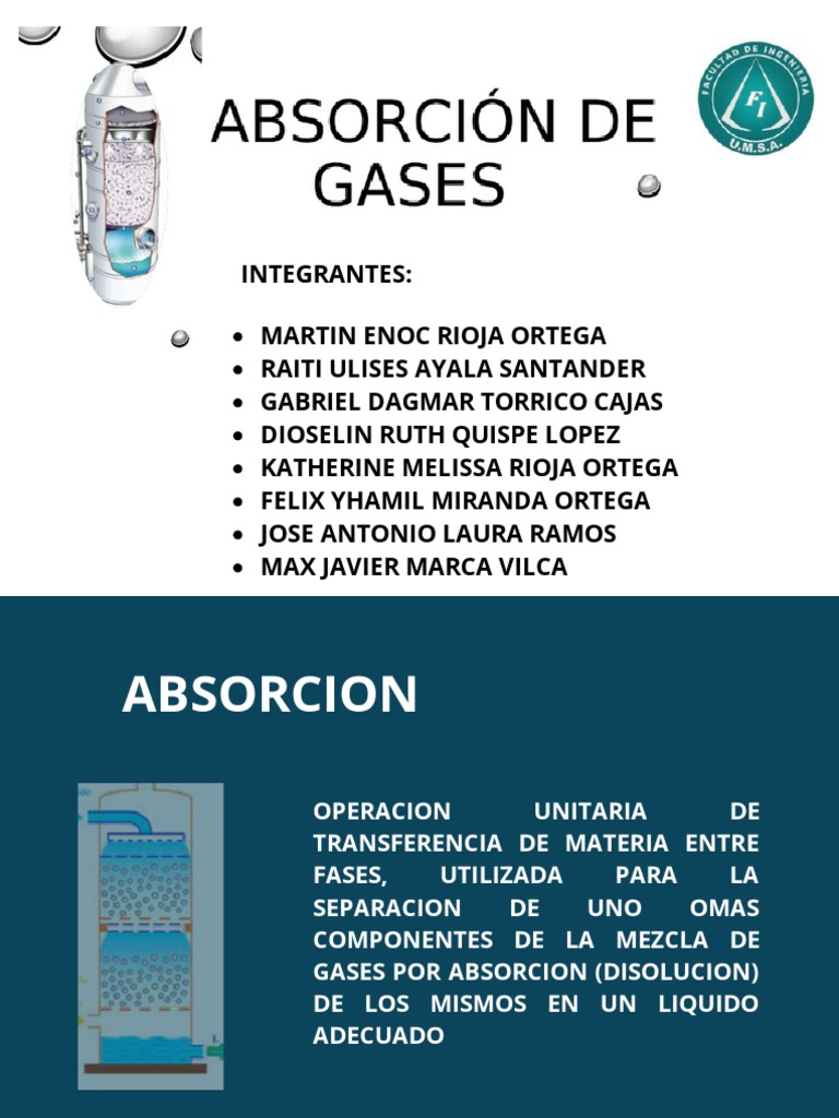 Absorción de Gases - Tema 2 | PDF | Absorción (Química) | Fase (materia)