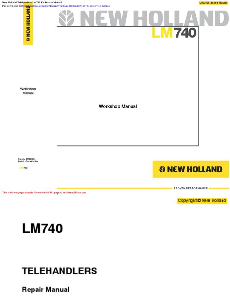 New Holland Telehandlers Lm740 en Service Manual | PDF | Welding ...