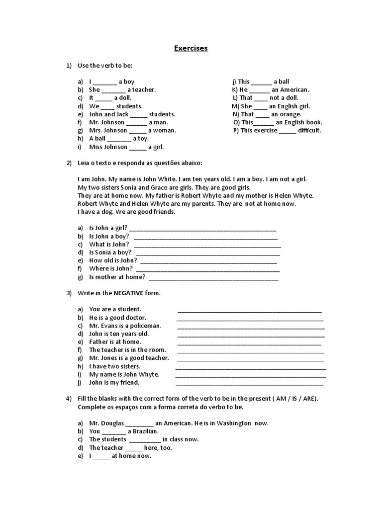 Ex. Verb To Be | Download Free PDF | Linguistic Morphology | Syntax