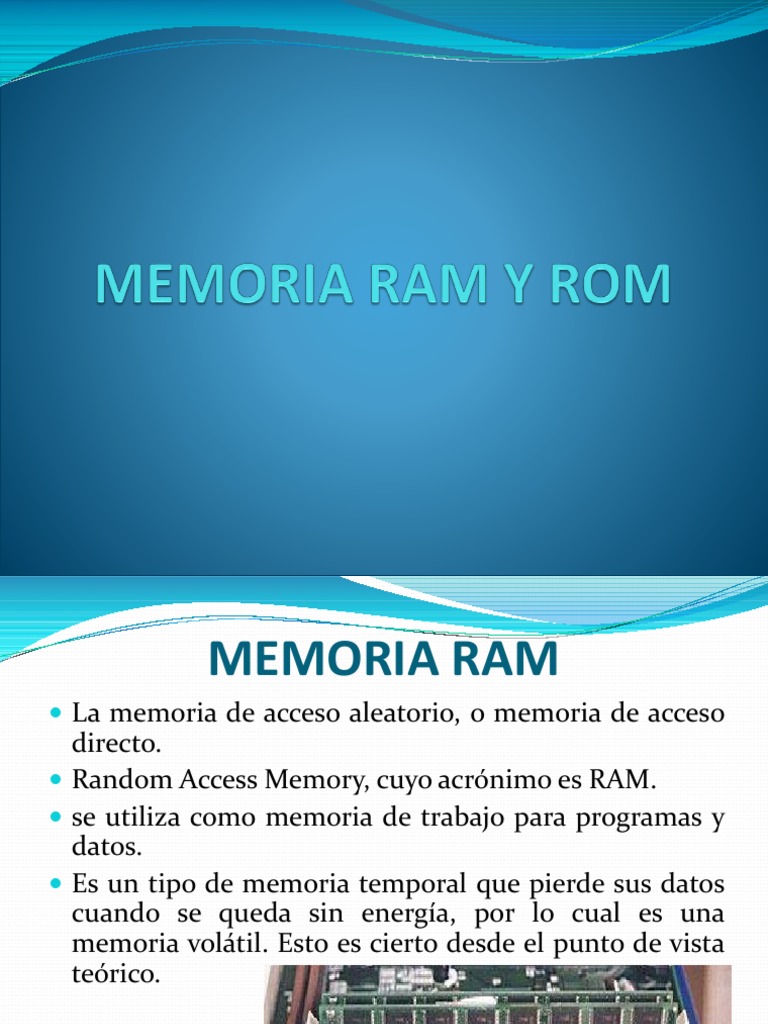 Memoria Ram y Rom | PDF | Memoria de acceso aleatorio | Memoria de sólo ...