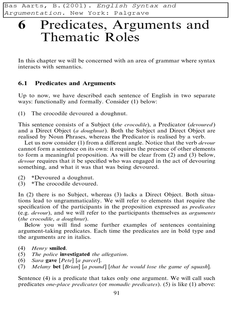 Chapter 6 - English Syntax and Argumentation by B Aarts Second Edition | PDF