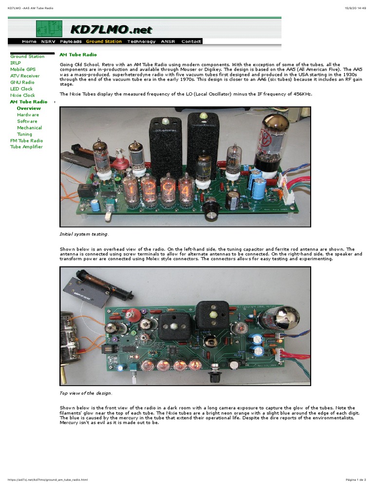 KD7LMO - AA5 AM Tube Radio | PDF | Vacuum Tube | Radio