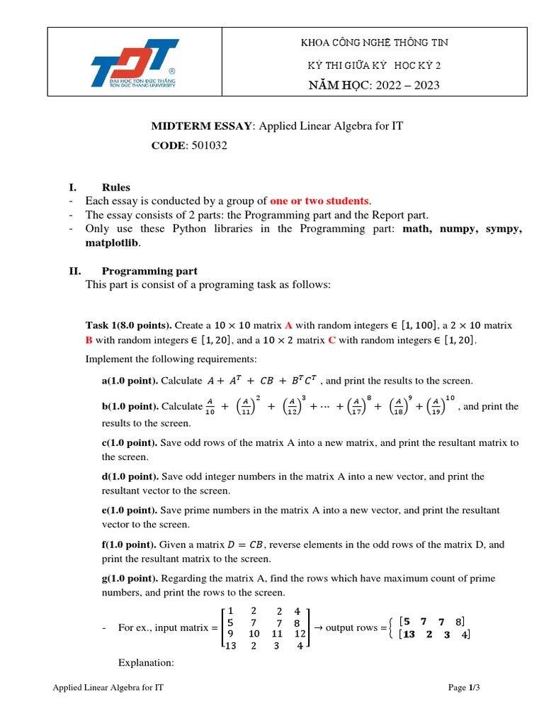 Essay Algebra 2023 | PDF