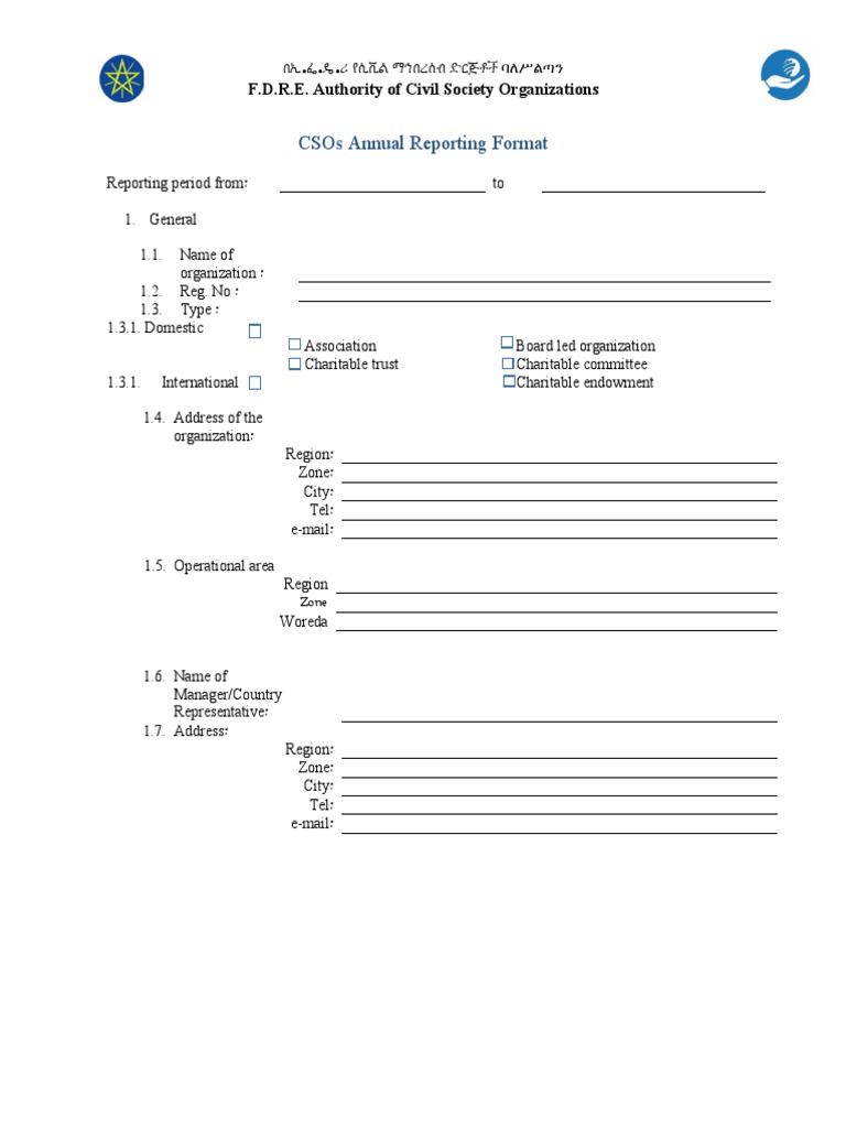 CSOs Annual Reporting Format | PDF