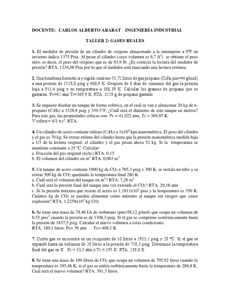 Taller de Gases Reale | PDF