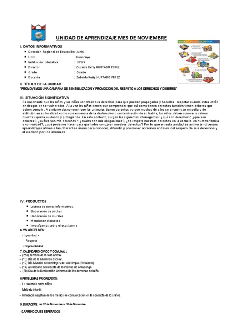 Unidad de Aprendizaje Mes de Noviembre | PDF | Kilogramo | Aprendizaje