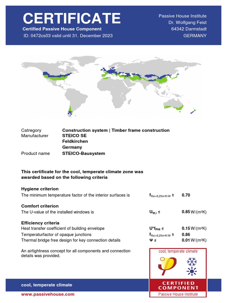 STEICO Passive House Certificate en I | PDF | Window | Building Technology