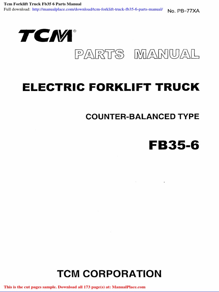 Tcm Forklift Truck Fb35 6 Parts Manual | PDF