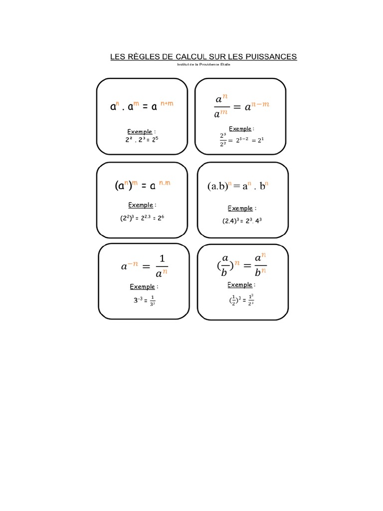Regles de Calcul Avec Les Puissances | PDF