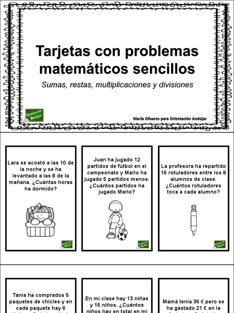 Tarjetas Problemas Sencillos | PDF
