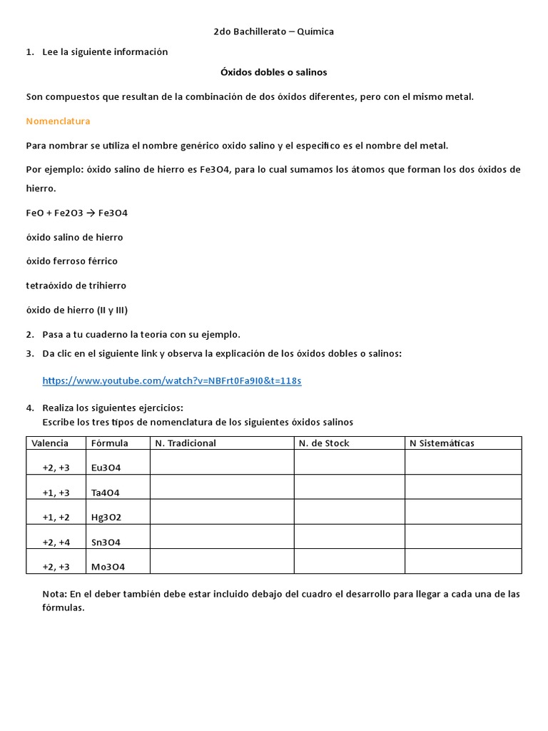 Actividad 2do Bachi - Química | PDF