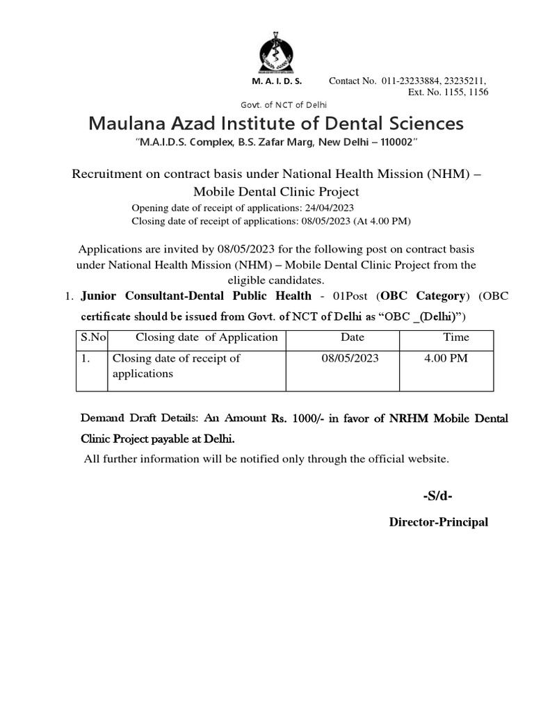 MDC Notice and Application Form | PDF | Dental Degree | Health Care