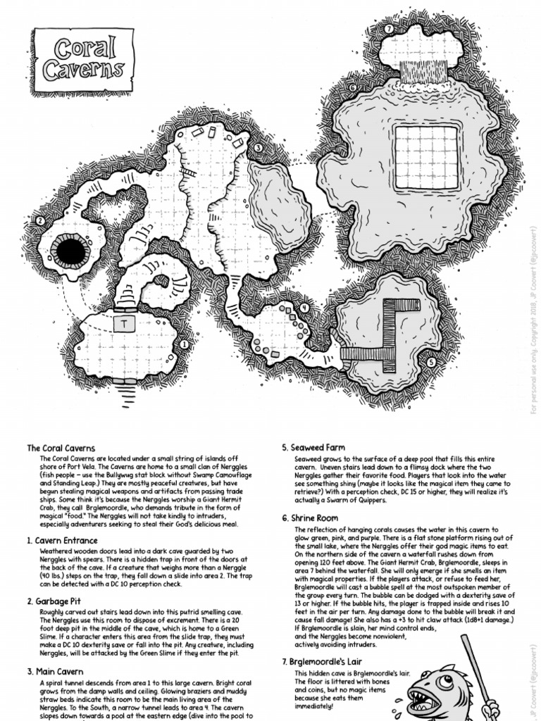 Coral Caverns Level 1 Dungeon Map | PDF