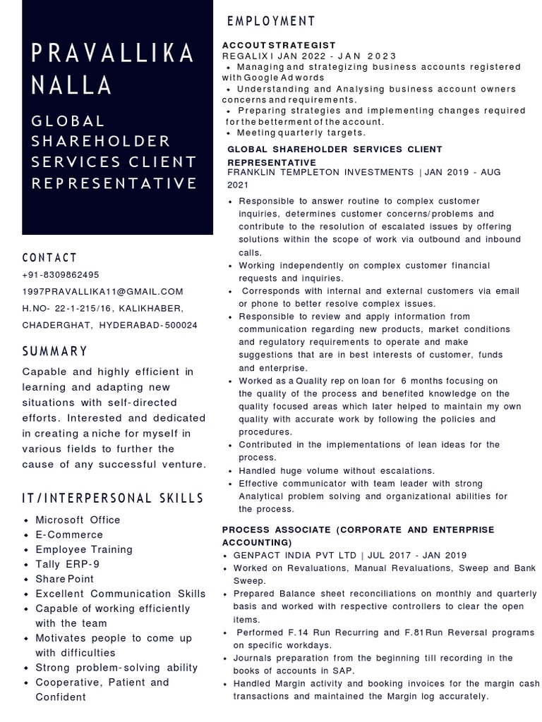 Pravallika Nalla Resume | PDF | Business | Economies