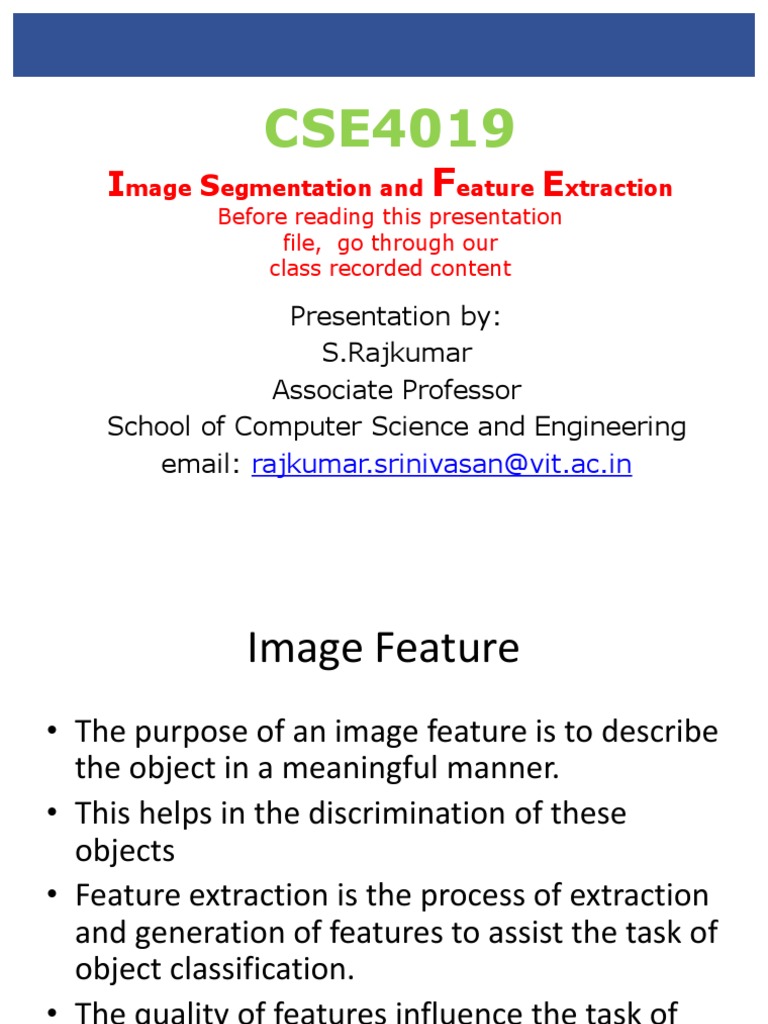 Image Feature Extraction And Segmentation Pdf Image Segmentation
