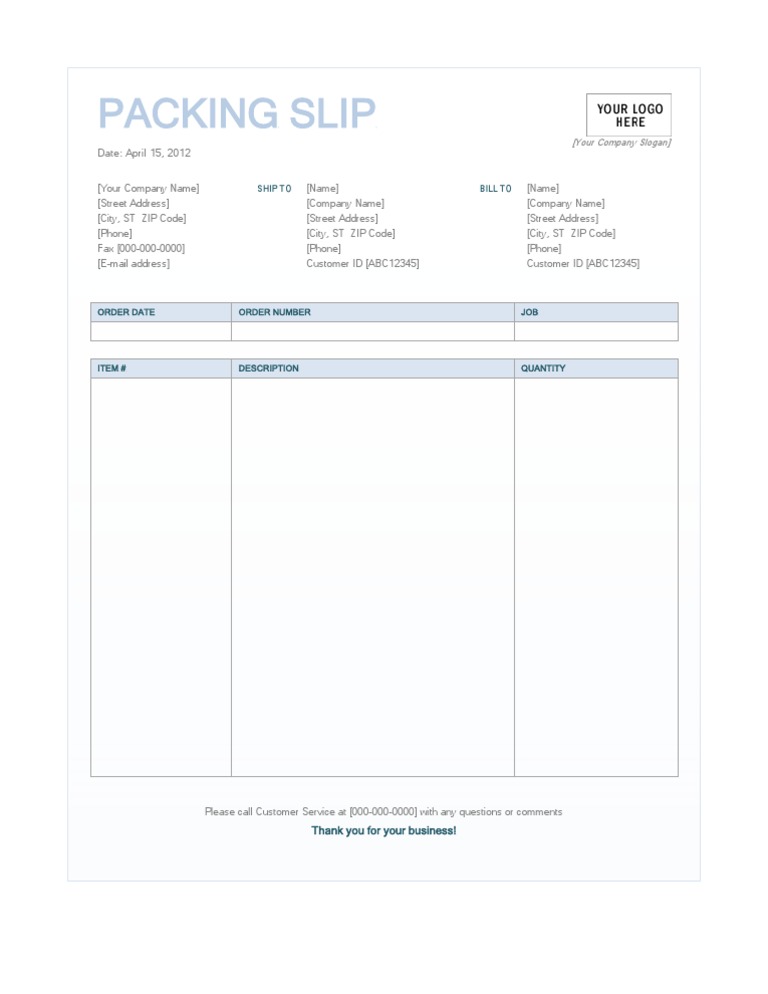 Packing Slip: Ship To Bill To | PDF
