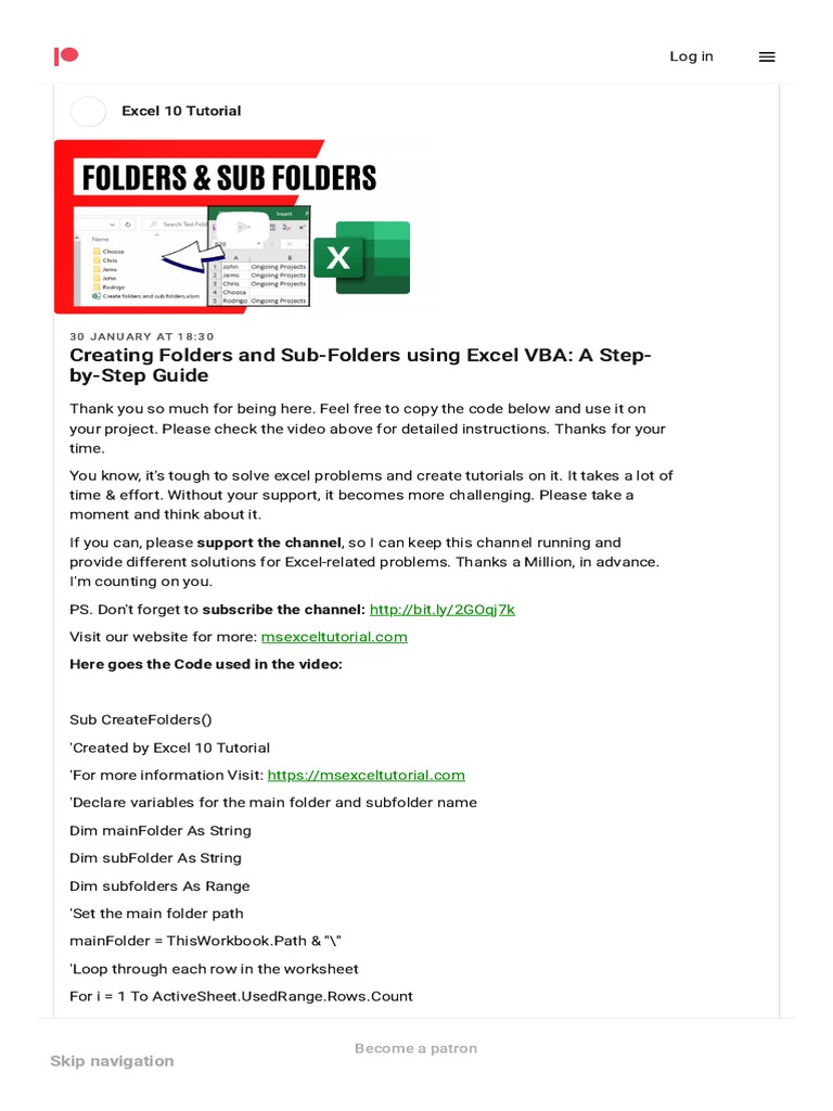 Creating Folders and Sub-Folders Using Excel VBA - A Step-by-Step | PDF | Microsoft Excel ...