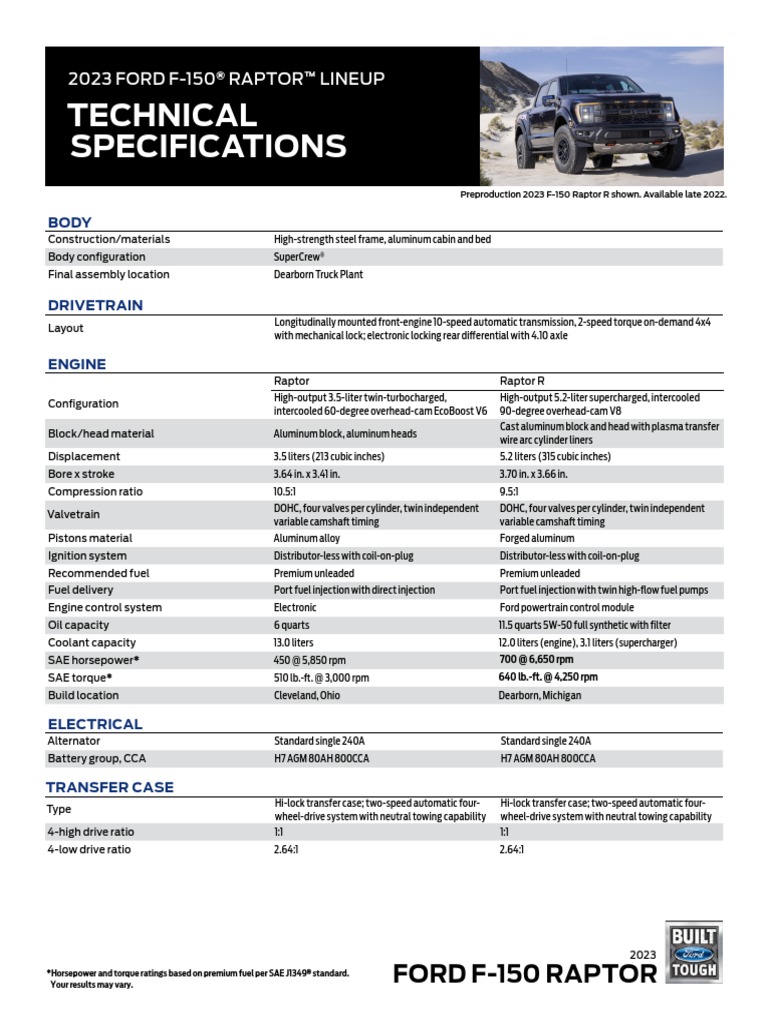 2023-Raptor-R-Spec-Sheet | PDF