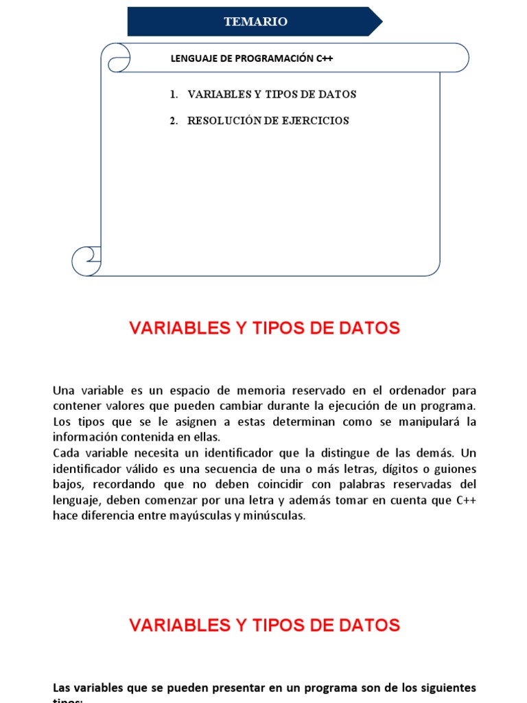 Variables y Tipos de Datos | PDF | Informática
