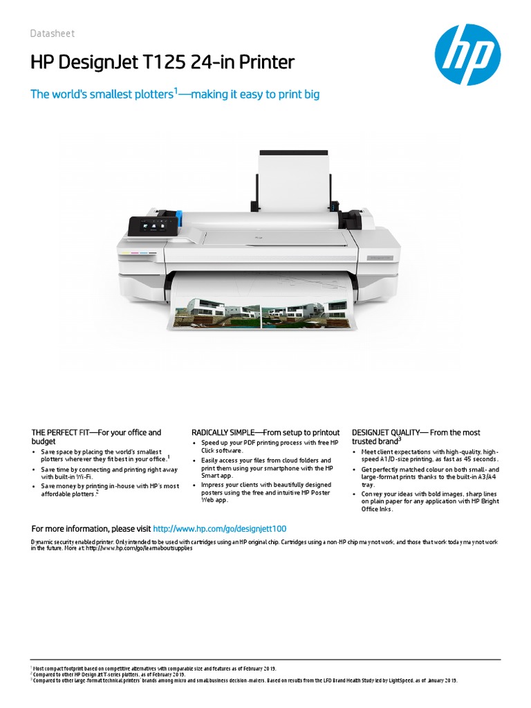 HP DesignJet T125 24 in Printer | PDF | Printer (Computing) | Computer ...