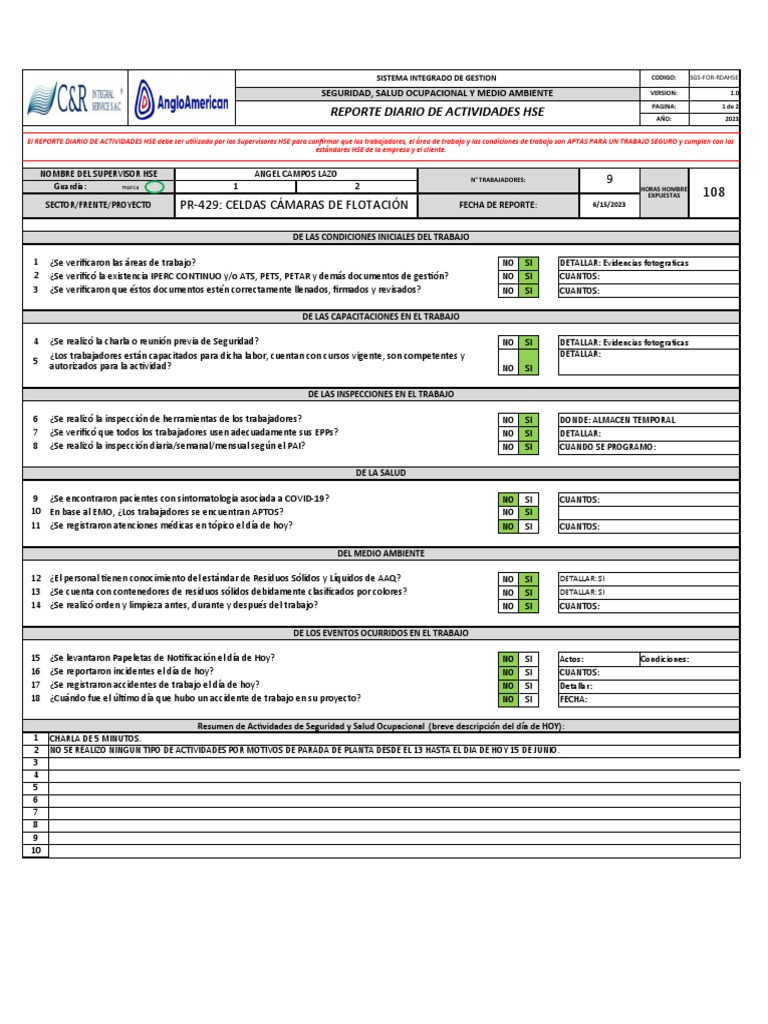 Reporte Diario | PDF