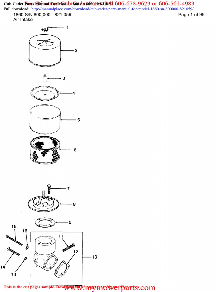 Cub Cadet 1860 Parts Manual PDF | PDF | Components | Machines