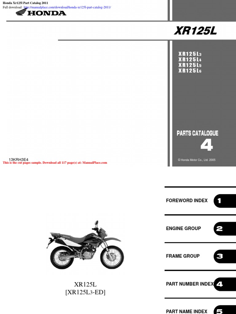 Honda Xr125l Part Catalog 2011 | PDF