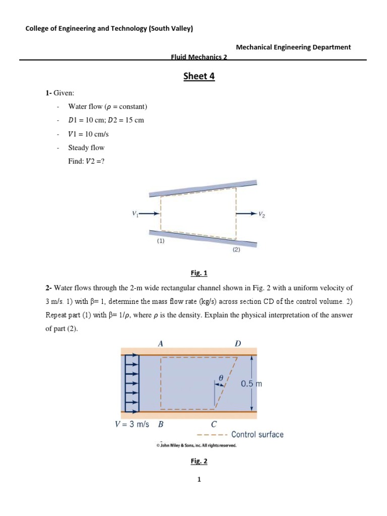 Sheet 4 | Download Free PDF | Fluid Dynamics | Navier–Stokes Equations