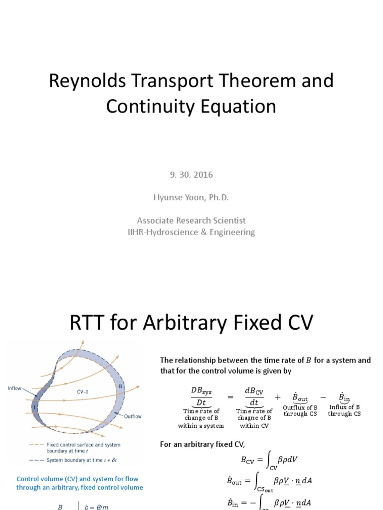 Reynolds Transport Theorem Explained | PDF | Fluid Dynamics | Integral