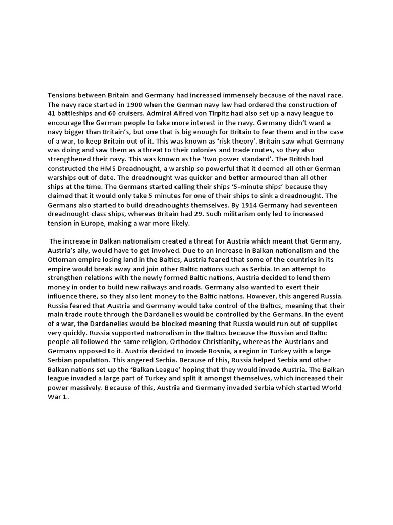 History WW1 Essay | PDF