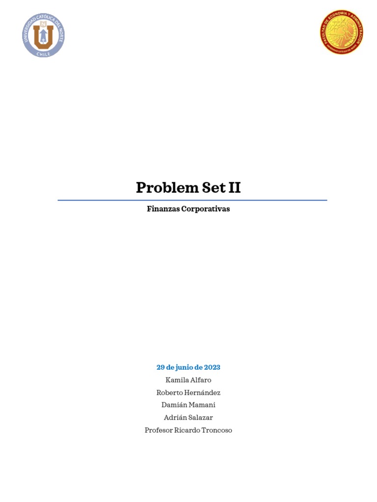 Problem Set Ii Finanzas Corporativas | PDF