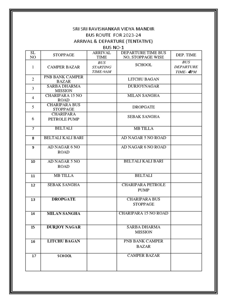 Final Bus Route For Secondary 2023-24 | PDF