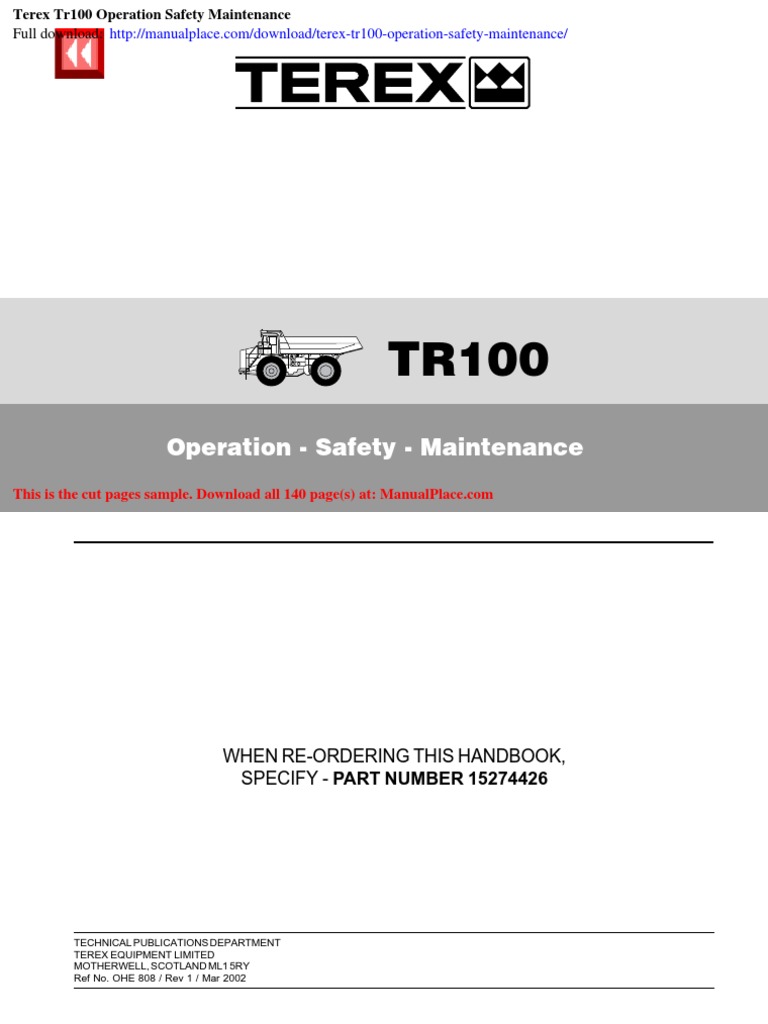 Terex Tr100 Operation Safety Maintenance | PDF | Vehicles | Transport