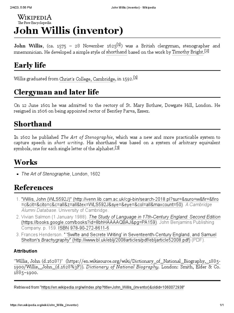 John Willis (Inventor) - Wikipedia | PDF