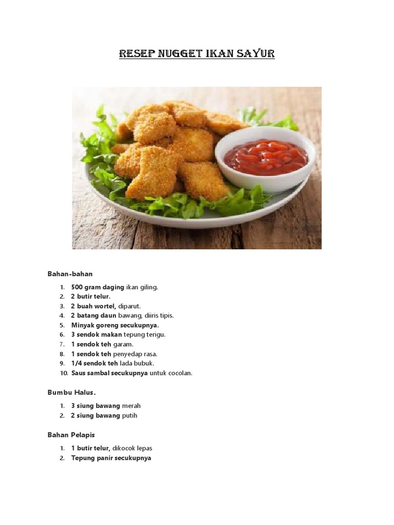 Resep Naget Ayam Sayur | PDF