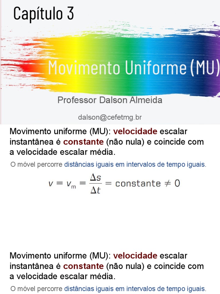 Captulo 3 Movimento Uniforme MU | PDF | Velocidade | Velocidade