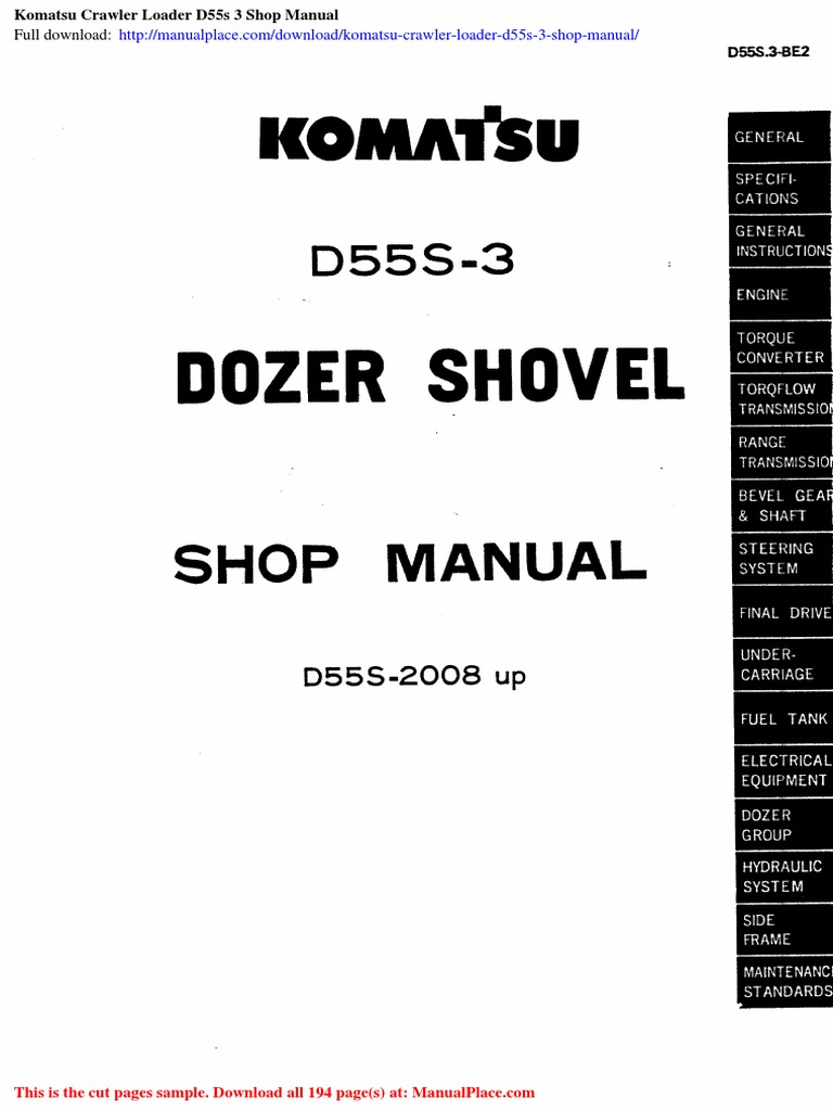 Komatsu D55s-3 Loader Shop Manual | PDF
