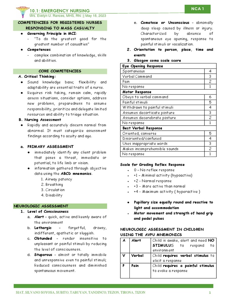 Nca 2 Emergency Nursing Rances | PDF