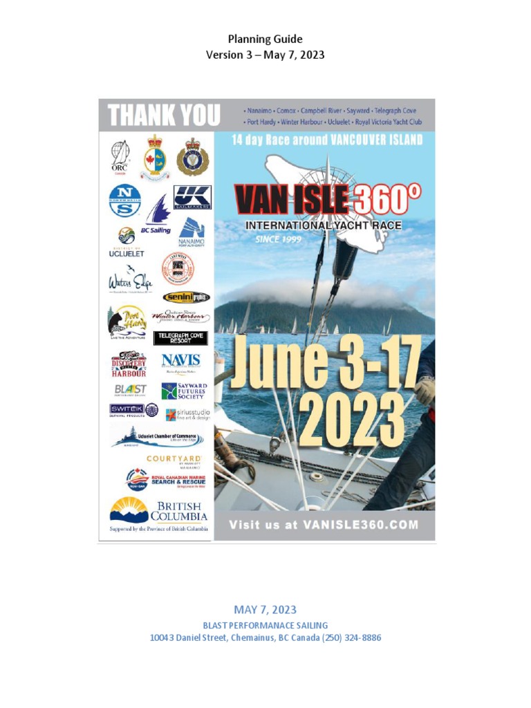 2023 Van Isle 360 Skippers Planning Guide May 7 2023 V 3 | PDF