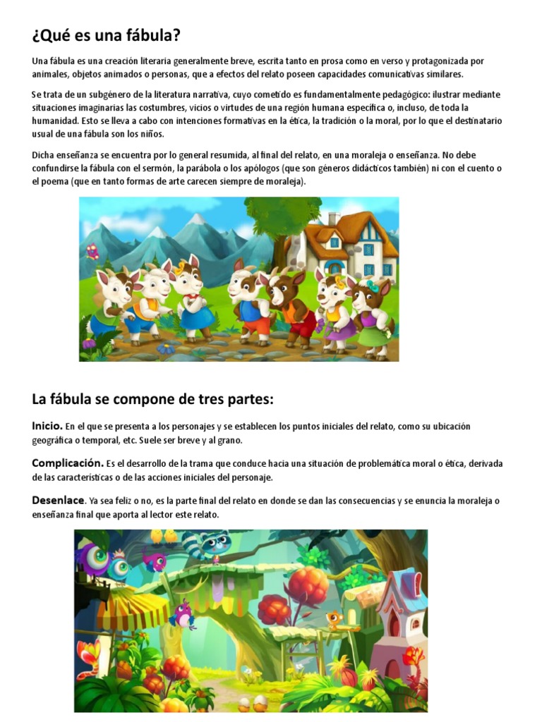 Fábula: Definición y Ejemplo | PDF | Fábula