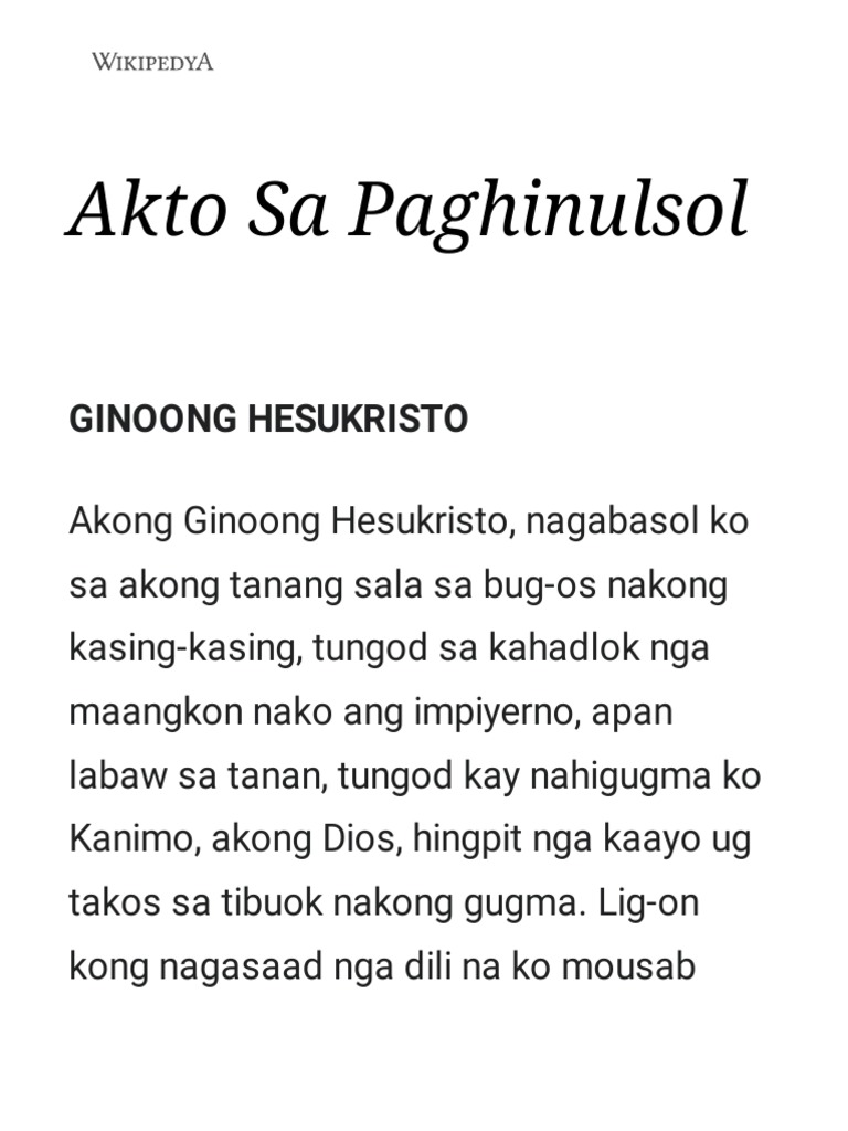 Akto Sa Paghinulsol - Wikipedia | PDF