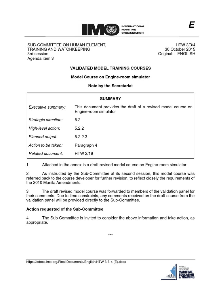 Engine-Room Simulator Course | PDF | Simulation | Marine Propulsion