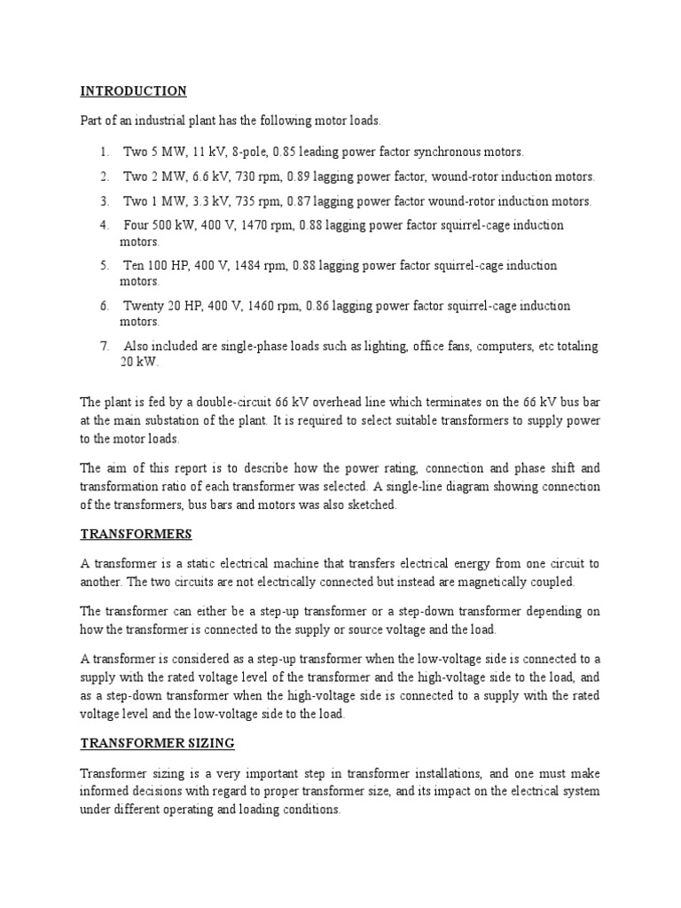 Ee440 Assignment Transformer Sizing Pdf