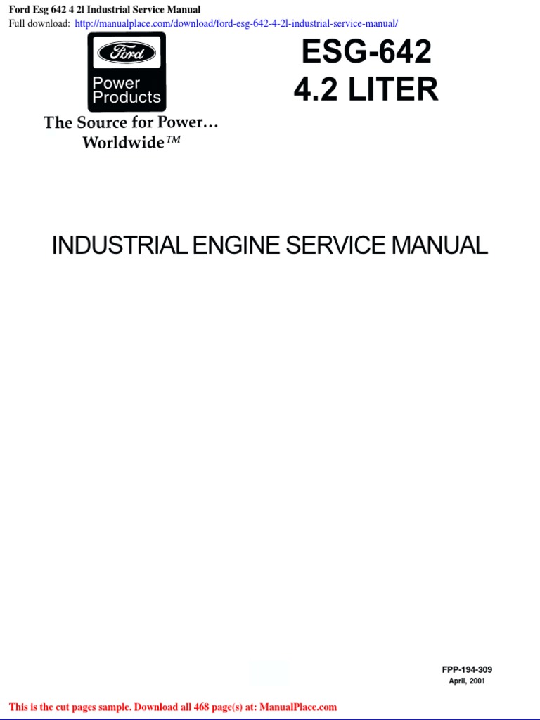 Ford Esg 642-4-2l Industrial Service Manual | PDF