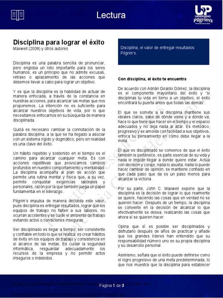 LP 2 Disciplina para Lograr El Xito v2 PDF | PDF | Cognición | Teorías psicologicas