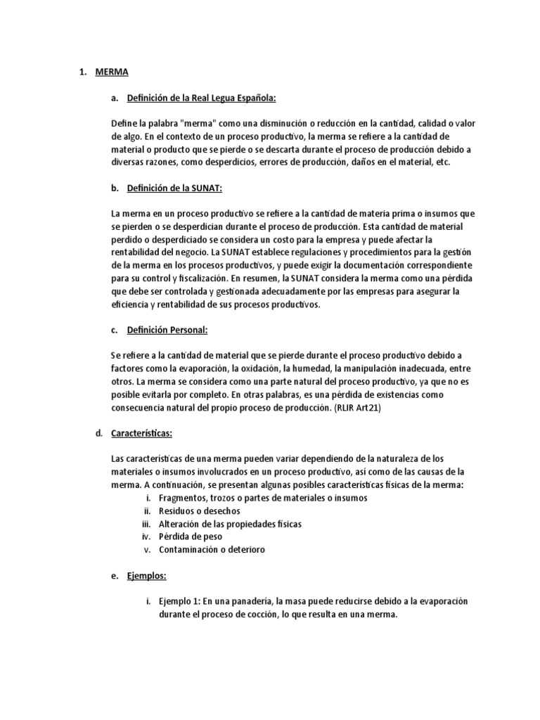 MERMA y DESMEDRO | PDF | Negocios