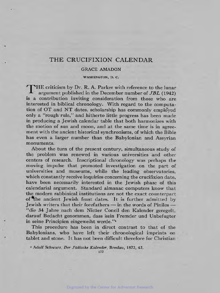 The Crucifixion Calendar - Grace Amadon | PDF
