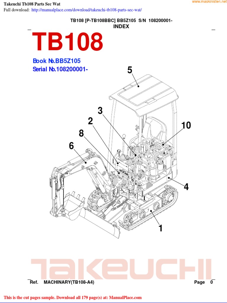 Takeuchi Tb108 Parts Sec Wat | PDF